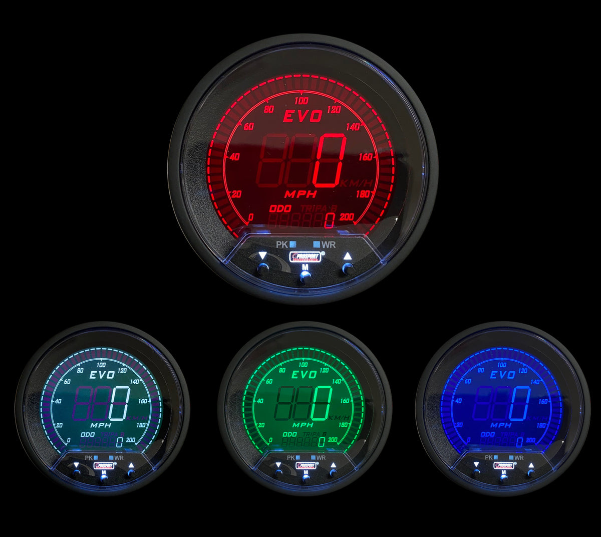 3-3/8" Prosport EVO Series Digital Speedometer, 4 color display with ...