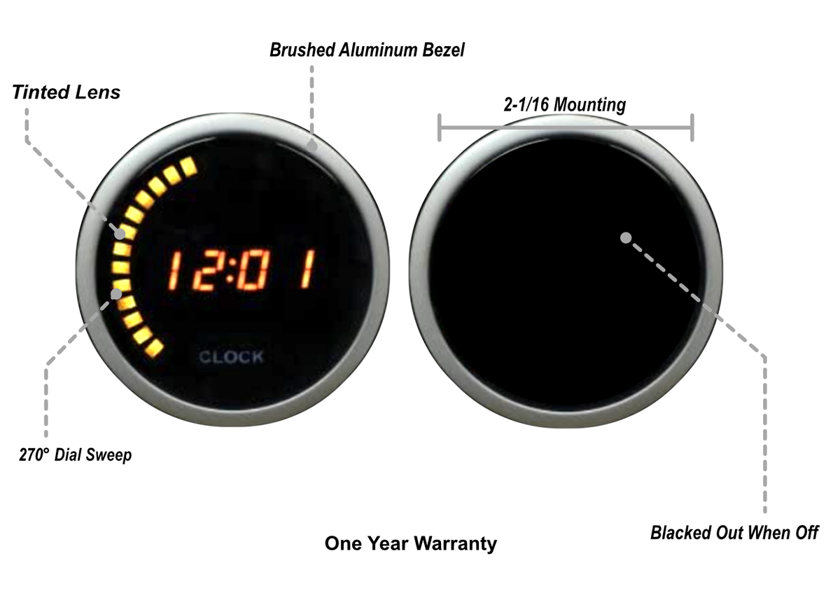 Digital clock- Prosport 12 volt Digital clock-Prosport Gauges