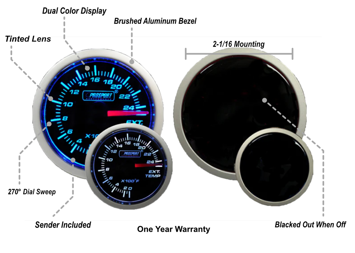 Prosport Blue/White EGT Gauge-The leader in affordable performance ...