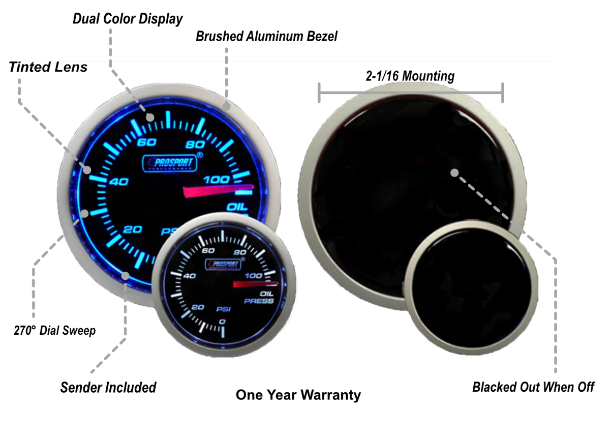 Prosport Blue/White Oil pressure Gauge-Affordable performance Gauges ...